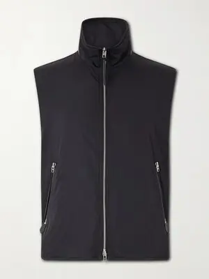 TOM FORD Leather-trimmed Poplin Gilet - Black