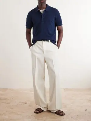 TOM FORD Slim-fit Lyocell And Cotton-blend Piqué Polo Shirt - Blue