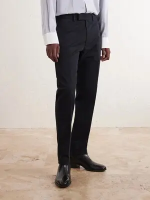 TOM FORD Tapered Cotton-blend Twill Trousers