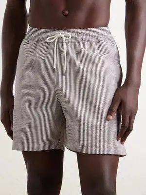 Polo Ralph Lauren Traveler Striped Seersucker Swim Shorts - Brown