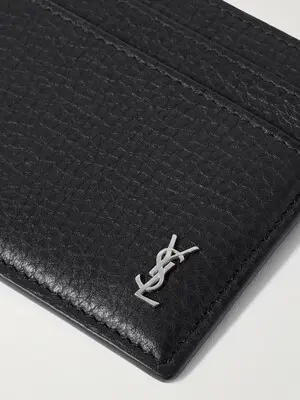 Saint Laurent Tiny Cassandre Logo-appliquéd Full-grain Leather Cardholder