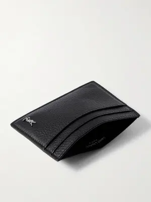 Saint Laurent Tiny Cassandre Logo-appliquéd Full-grain Leather Cardholder