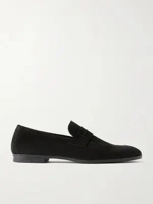 TOM FORD Sean Suede Penny Loafers - Black