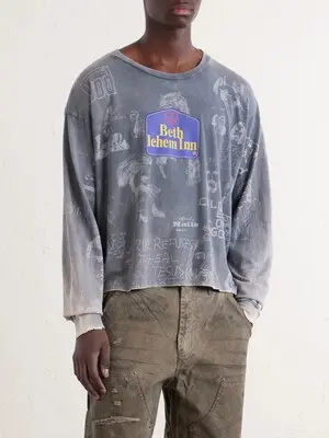 PALY HOLLYWOOD Bethlehem Inn Distressed Printed Cotton-jersey Shirt