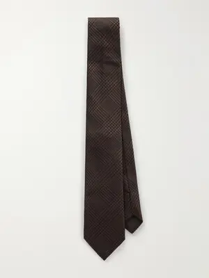 TOM FORD Prince Of Wales Checked Silk-jacquard Tie - Brown