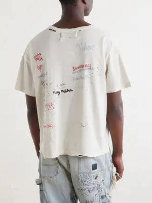 PALY HOLLYWOOD Signature Printed Distressed Cotton-jersey T-shirt