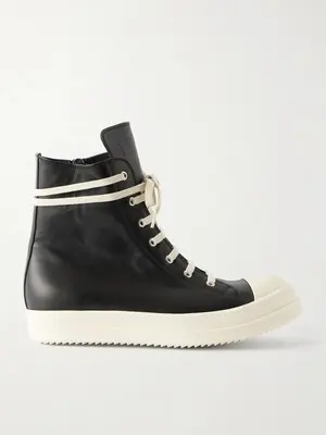 Rick Owens Ramones Full-grain Leather And Rubber High-top Sneakers - Black