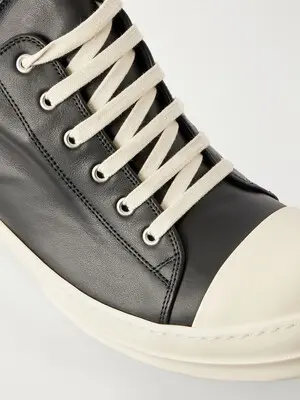 Rick Owens Ramones Full-grain Leather And Rubber Sneakers - Black