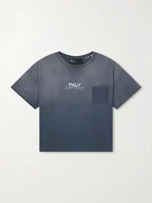 PALY HOLLYWOOD Core Logo-print Distressed Cotton-jersey T-shirt - Gray