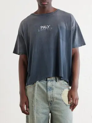 PALY HOLLYWOOD Core Logo-print Distressed Cotton-jersey T-shirt