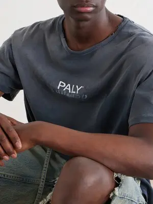 PALY HOLLYWOOD Core Logo-print Distressed Cotton-jersey T-shirt