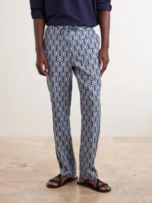 Orlebar Brown Alfred Straight-leg Printed Lyocell-satin Trousers - Blue