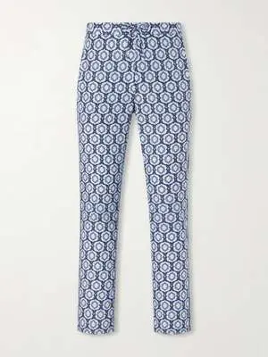 Orlebar Brown Alfred Straight-leg Printed Lyocell-satin Trousers - Navy