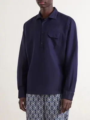 Orlebar Brown Cesare Linen And Cotton-blend Shirt - Blue