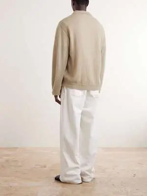 Our Legacy Evening Polo Alpaca And Wool-blend Cardigan - Beige