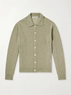 Our Legacy Evening Polo Alpaca And Wool-blend Cardigan - Green