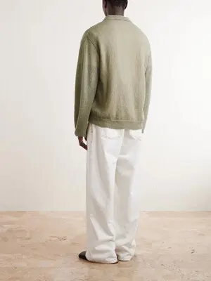 Our Legacy Evening Polo Alpaca And Wool-blend Cardigan - Green