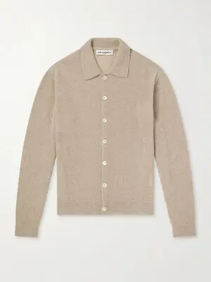 Our Legacy Evening Polo Alpaca And Wool-blend Cardigan - Neutrals
