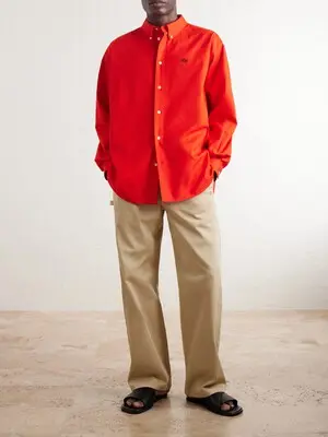 Loewe Anagram-embroidered Cotton Shirt - Red