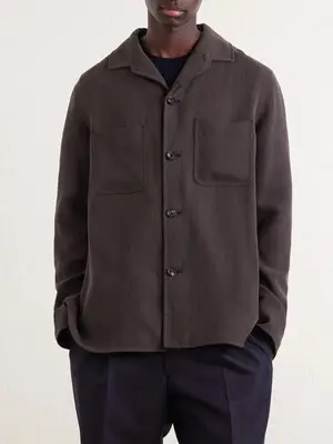 Loro Piana Evandro Herringbone Linen Overshirt