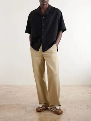 Loewe Logo-embroidered Short-sleeve Wool-blend Shirt