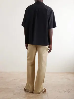 Loewe Logo-embroidered Short-sleeve Wool-blend Shirt