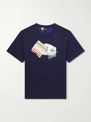 Loewe Paula's Ibiza Patch-appliqué Cotton-blend Jersey T-shirt - Blue