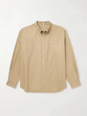 Loewe Anagram-embroidered Cotton Shirt - Neutrals