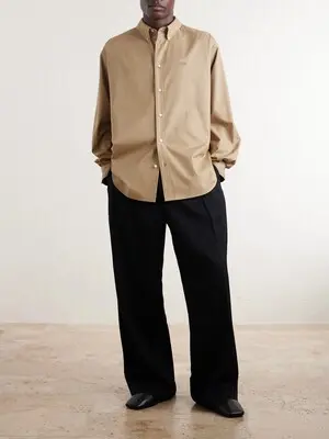 Loewe Anagram-embroidered Cotton Shirt - Neutrals