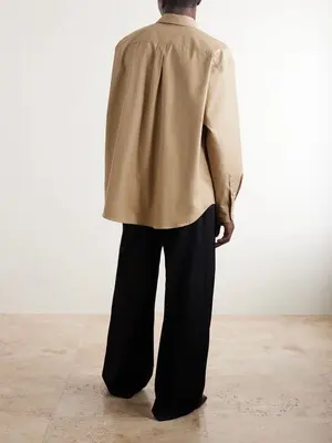 Loewe Anagram-embroidered Cotton Shirt - Neutrals