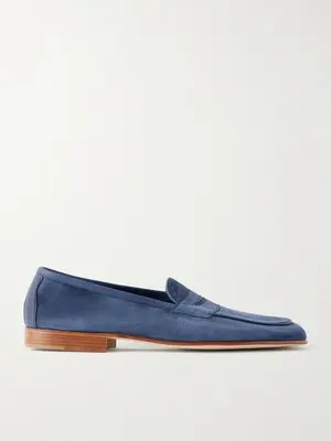 EDWARD GREEN Polperro Suede Penny Loafers - Blue