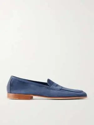 EDWARD GREEN Polperro Suede Penny Loafers - Navy