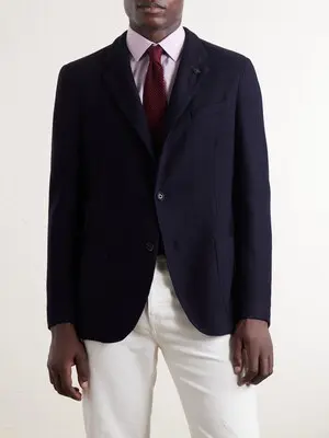 LARDINI Honeycomb-knit Wool Blazer