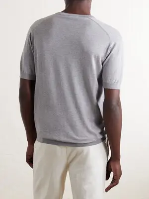 John Smedley Torin Ss Cotton-knitted T-shirt - Gray