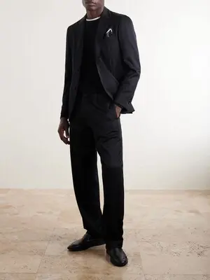 LARDINI Mid-rise Straight-leg Wool-twill Suit Trousers