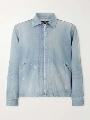 FULLCOUNT Distressed Denim Zip-up Jacket - Blue