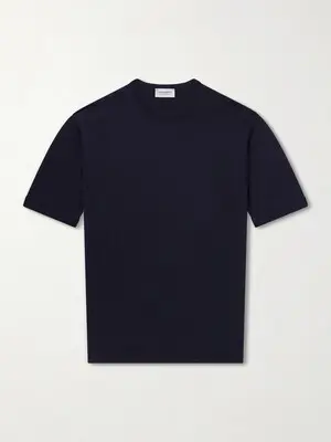 John Smedley Torin Ss Cotton-knitted T-shirt - Blue