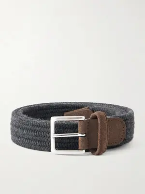 Anderson's Braided Fabric Belt With Suede Trim - Blue