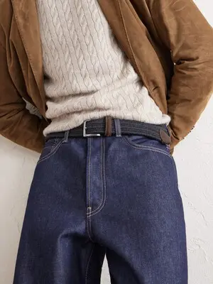 Anderson's Braided Fabric Belt With Suede Trim