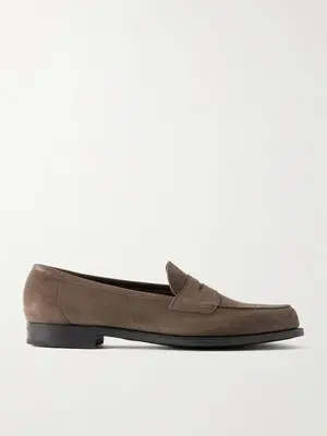 EDWARD GREEN Pimlico Suede Penny Loafers - Brown