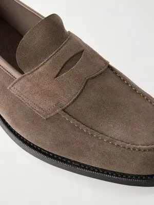 EDWARD GREEN Pimlico Suede Penny Loafers - Brown