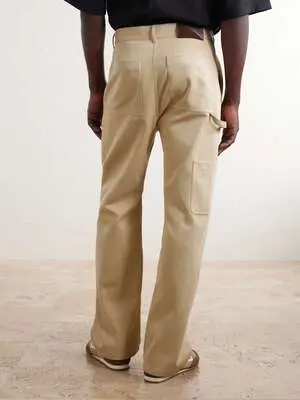 Loewe Logo-embroidered Wide-leg Cotton-blend Drill Trousers