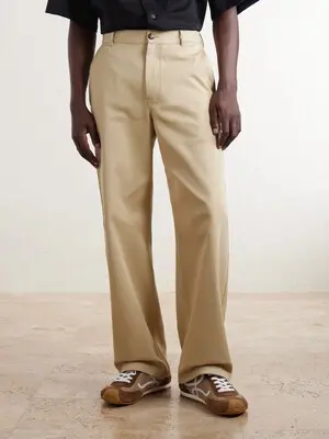 Loewe Logo-embroidered Wide-leg Cotton-blend Drill Trousers