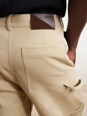 Loewe Logo-embroidered Wide-leg Cotton-blend Drill Trousers
