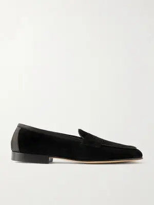 EDWARD GREEN Polperro Suede Penny Loafers - Black
