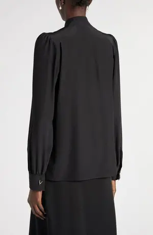 Alexander McQueen Band Collar Silk Button-up Shirt