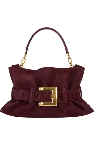 Balmain Medium Anthem Suede Leather Bag - Red