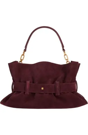 Balmain Medium Anthem Suede Leather Bag - Red