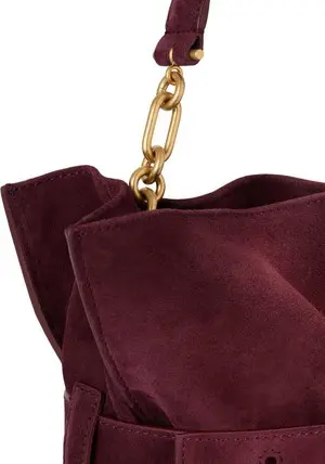 Balmain Medium Anthem Suede Leather Bag - Red