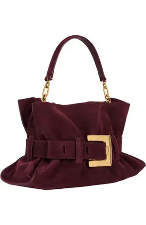 Balmain Medium Anthem Suede Leather Bag - Red